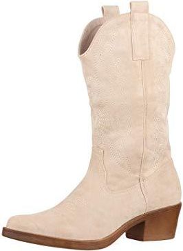 Elara Bottes Femmes de Cowboy Motard Chunkyrayan 301-A32S Beige-39