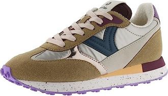 Victoria 1136105-WOMEN Basket Basse GALAXIA M&Eacute;TAL Nylon & PI&Egrave;CES Multicolores & Semelle DENT&Eacute;E Plateau Femme Taupe 36