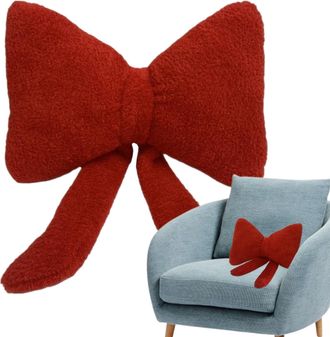 Generic Rotes Schleife-Wurfkissen, rotes Schleife-Dekokissen | Valentinstag-Wurfkissen gef&uuml;llt mit s&uuml;&szlig;er roter Schleife, umarmbares Komfortkissen f&uuml;r Wohnzimm