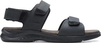 Clarks Herren Hapsford Creek Fischersandale, Schwarzes Getrommeltes Leder, 44.5 EU