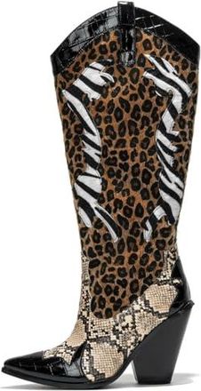 Cape Robbin Bottes de cowboy &agrave; imprim&eacute; animal pour femme - Tige de 30,5 cm - Bout pointu - Bottes de cowgirl occidentales avec talon bloc de 7,6 cm et semelle int