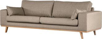 Mørteens home24 3-Sitzer Sofa Grau/Taupe Strukturstoff Otrera 237 x 81 x 88cm Buche Hell Modern