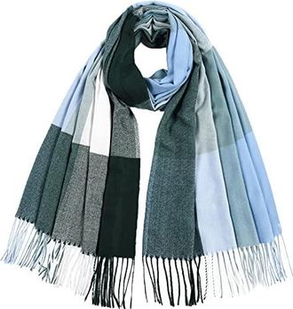 Generic Foulards Femmes Soie &Eacute;paisse Chaleur, Gland &Eacute;charpe Femme Couleur Assortie &Eacute;charpe Femme Wrap Bloc de Couleur, Vert arm&eacute;e., taille unique