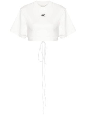 Palm Angels Cropped-T-Shirt mit Logo-Stickerei - Wei&szlig;