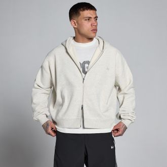 MyProtein MP Lift Oversized Loopback 2 Way Zip Hoodie f&uuml;r Herren - Cremig Grau meliert - XXXL