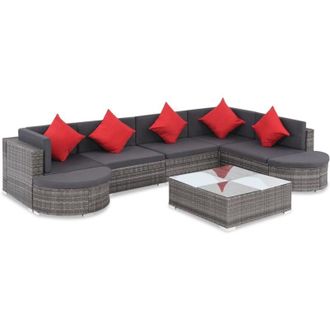 vidaXL Vidaxl - Salon de jardin 8 pcs avec coussins R&eacute;sine tress&eacute;e Gris