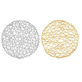 BESPORTBLE 2 St&uuml;ck Teiliges Rundes PVC platzset Handgefertigt Hohl Gestaltet Strapazierf&auml;hig und Wiederverwendbar Dekorativ und Tischsch&uuml;tzend in Gold und Silber