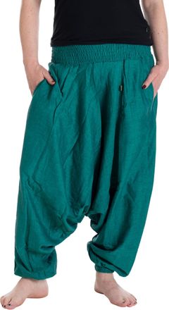 vishes Alternative Bekleidung - Lange Unisex Baumwoll Haremshose Schlupfhose Einfarbig Einheitsgr&ouml;&szlig;e 34-46 t&uuml;rkisblau