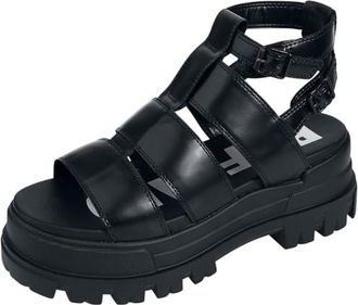Buffalo Femme Aspha GLD Sandale Plate, Noir, 40 EU