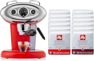 Illy Kaffeemaschine für Iperespresso X7.1 in der Farbe Rot mit 216 Iperespresso Kapseln (108 klassische Hyperexpesso Kapseln und 108 INTENSO)