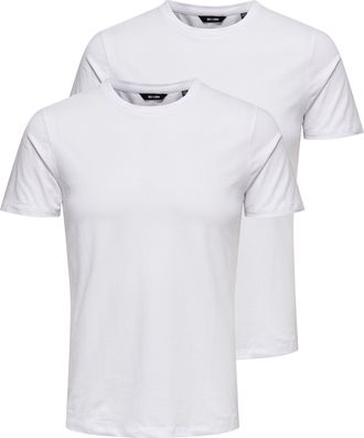Only & Sons Herren Onsbasic Slim O-neck 2-pack Noos T Shirt, Weiß, XXL EU