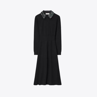 Tory Burch Kleid aus Viskose mit verziertem Kragen
