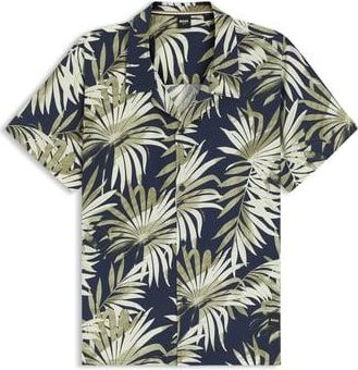 HUGO BOSS Chemise &agrave; col cubain manches courtes &agrave; motif floral