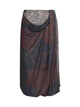 Maison Margiela Sequin-Print Draped Midi Skirt - Blue