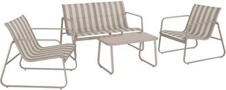 Sweeek Gartenset aus Metall und Textilene f&uuml;r 4 Personen