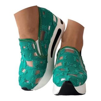 Generic Baskets orthop&eacute;diques pour femme - Broderie florale - Respirantes - Bout rond - Chaussures compens&eacute;es habill&eacute;es et d&eacute;contract&eacute;es - Chaussures de march
