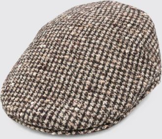 Borsalino Baskenm&uuml;tze mit Hahnentrittmuster aus Alpaka-Woll-Mischung