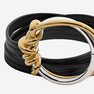 Bottega Veneta Womens Belt Knot Ring Calfskin Black