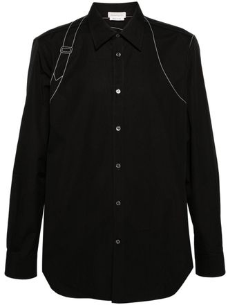 Alexander McQueen chemise en coton &agrave; coutures contrastantes - Noir