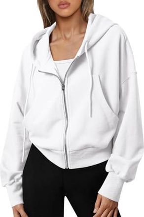 Generic Sweat-shirt surdimensionn&eacute; pour femme - Veste &agrave; capuche - Veste &agrave; capuche pour femme - Fermeture &eacute;clair compl&egrave;te - Sweats coup&eacute;s - Vestes d&eacute;contract&eacute;e