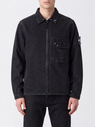 Stone Island Overshirt aus Baumwolldenim mit Rei&szlig;verschluss