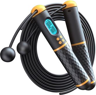 Aboofan Verstellbares Springseil mit Zähler und Gewichten Langes Fitness Seil für Erwachsene und Mädchen Magnetischer Sensor Speicherfunktionen Rutschfeste Gr