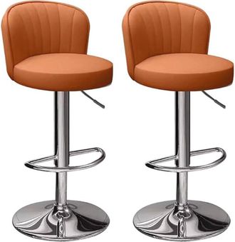 Generic Barhocker-Set (2Er-Set) mit Verstellbarer H&ouml;he, R&uuml;ckenlehne und Fu&szlig;st&uuml;tze - Gepolsterte Sitze, Robustes, Schwarz-Silbernes Metallgestell