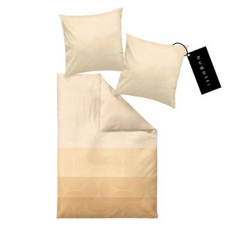 Bugatti Bettw&auml;sche 135 x 200 cm - 100% Baumwolle, 2 teilig mit Rei&szlig;verschluss, anschmiegsam, weich & waschbar, Mako Satinbettw&auml;sche gestreift Butteryellow