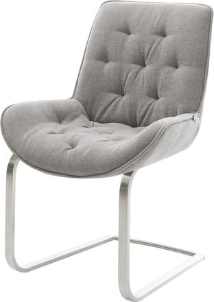 DELIFE Schwingstuhl Taimi-Flex Freischwinger flach Edelstahl Strukturstoff Soft Grau