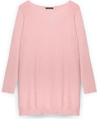 Fiorella Rubino Femme, Pulls, Rose, Taille: 40/42 FR Long pull avec encolure bateau