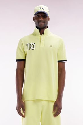 Eden Park Polo &Agrave; Manches Courtes En Coton Jaune Broderie 10 Coupe D&eacute;contract&eacute;e