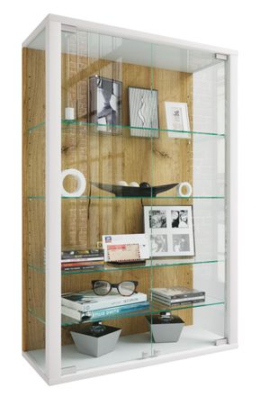 VCM Glasvitrine h&auml;ngend, Vitrine Glas mit ESG-Sicherheitsglas, Ma&szlig;e: H. 91 x B. 60 x T. 25 cm, H&auml;ngevitrine Glas, modern und platzsparend, Glas Vitrinensc