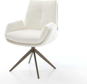 DELIFE Drehstuhl Clea-Flex Boucl&eacute; Soft Beige Kreuzgestell breit Effektfinish Titan 360&deg; drehbar Wippfunktion, Esszimmerst&uuml;hle