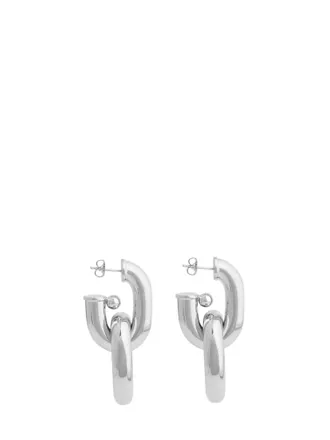 Paco Rabanne Womens Earrings Double Xl Link Silver Aluminium