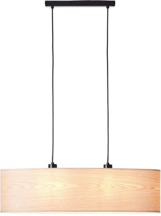 Brilliant lampe, suspension Romm 2 flammes ovale en bois clair / noir, 2x A60, E27, 52W, câble peut être raccourci / réglable en hauteur