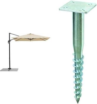 SCHNEIDER SCHIRME Schneider Sonnenschirm Rhodos Junior, natur, 230 x 230 cm quadratisch, 759-02, Gestell Alu/Stahl, Bespannung Polyester, 17 kg & Universal-Bodendübel f
