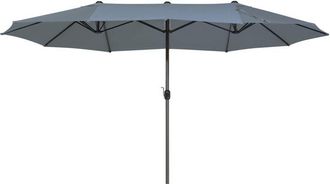 Beliani Beliani - Parasol droit gris fonc&eacute; 270 x 460 cm - M&acirc;t en aluminium - Toile en polyester anti-UV - M&eacute;canisme douverture facile