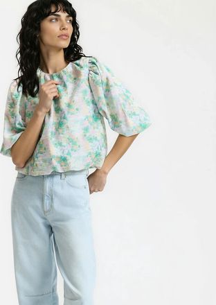 La Redoute Collections Blouse Col Rond Manches Bouffantes Imprim&eacute; Floral