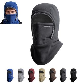Generic Bonnet et masque 2 en 1 en polaire thermique pour homme et femme Protection du visage et du cou en 1, gris fonc&eacute;, Taille unique