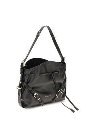 Givenchy Womens Small Voyou Bucket Handbag Glossy Leather Black Calf Bos Taurus Bags