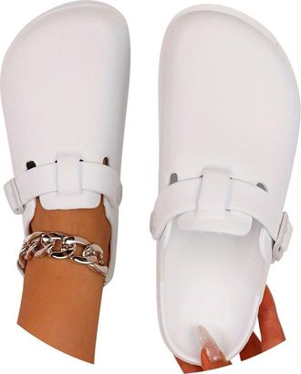 Minetom Gartenclogs Damen Clogs Gummi Gartenschuhe Leicht Gummischuhe Sommer Pantoletten Berufsschuhe Geschlossen Hausschuhe A Wei&szlig; 36 EU