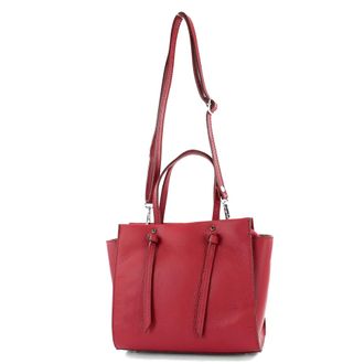 modamoda.de T219 Damen Leder Henkeltasche Handtasche Schultertasche handmade in Italy, Farbe:Kirschrot