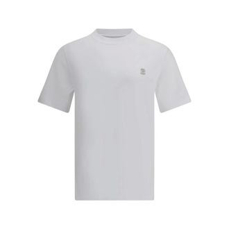 Brunello Cucinelli Homme, Tops, Blanc, Taille: L T-shirt en coton avec logo Style &eacute;l&eacute;gant
