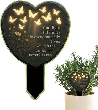 Generico Grabschmuck | Acrylfiguren in Herzform, 2D, Gedenkpfahl mit geschnitzter und, f&uuml;r Rasen, Hinterhof, Park, Boden