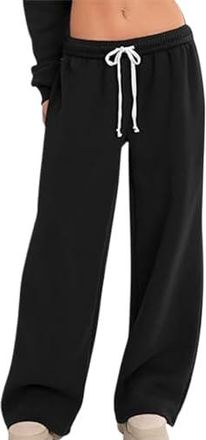 Generic Pantalon de jogging taille haute doubl&eacute; en polaire pour femme, couleur unie, cordon de serrage, d&eacute;contract&eacute;, avec poches, poignets &eacute;lastiques, jambes 
