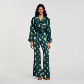 Sandro Flie&szlig;ende Hose mit Paisley-Print