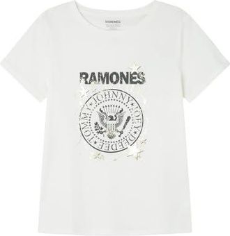 Springfield 5.g.LIC Camiseta Ramones Dorado Tricot, Multicolore, M Femme