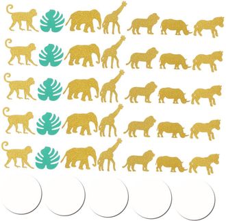 DOITOOL 100 Stück Teiliges Hawaii Dschungel Tier Konfetti mit Monstera Papierstreu Party Deko für Geburtstag Feier Bunte Glitzer Streudeko Kreatives Partyzube