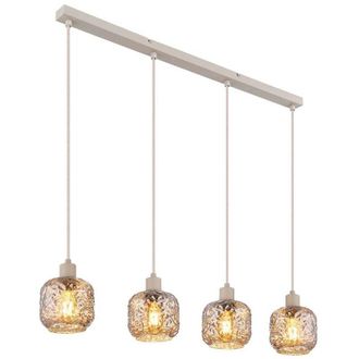 Globo Lighting Hängeleuchte Pendelleuchte Deckenleuchte beige Glas rauchfarben E27 H 120 cm