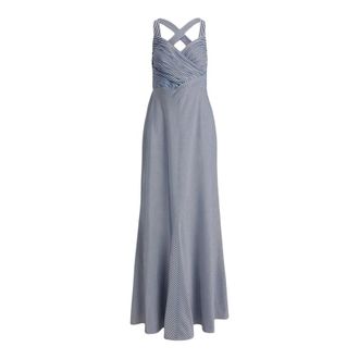 Ralph Lauren Gekr&auml;useltes &auml;rmelloses Taffeta-Abendkleid mit Streifenmuster - - Dresses - Damen - Blau - 2XS